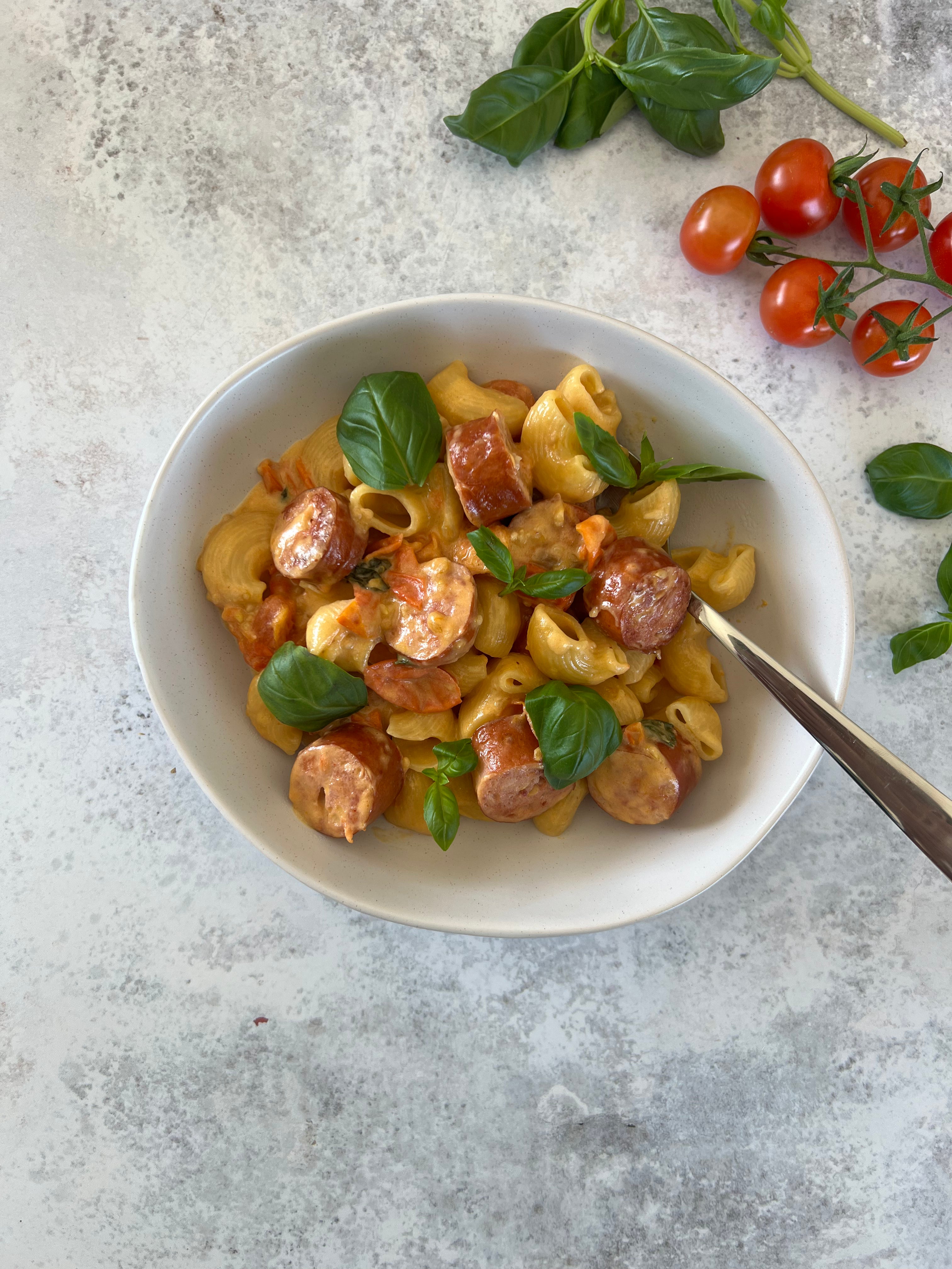 Creamy Tomato Pasta with The Big Cheese Kransky – Gotzinger Smallgoods